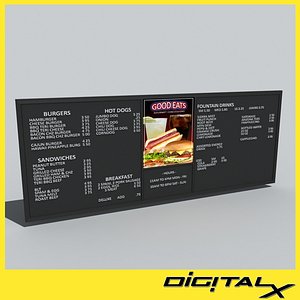 Menu Board 3D Studio Models for Download | TurboSquid