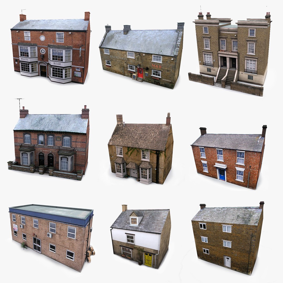 photorealistic european buildings city 3d model