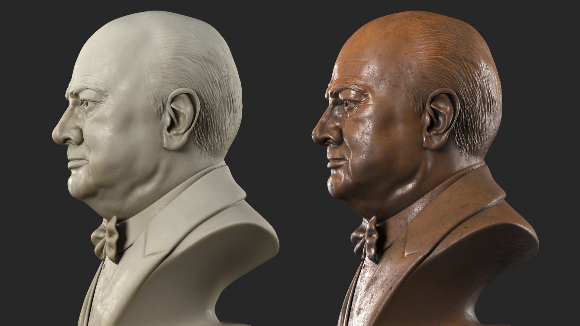3d Decorative Bust Winston Churchill Model
