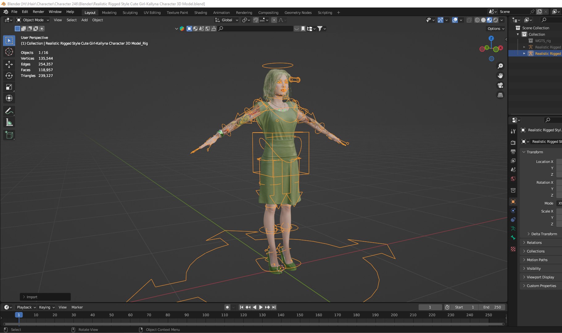 Realistic Rigged Style Cute Girl-Kallyna Character 3D Model 3D ...