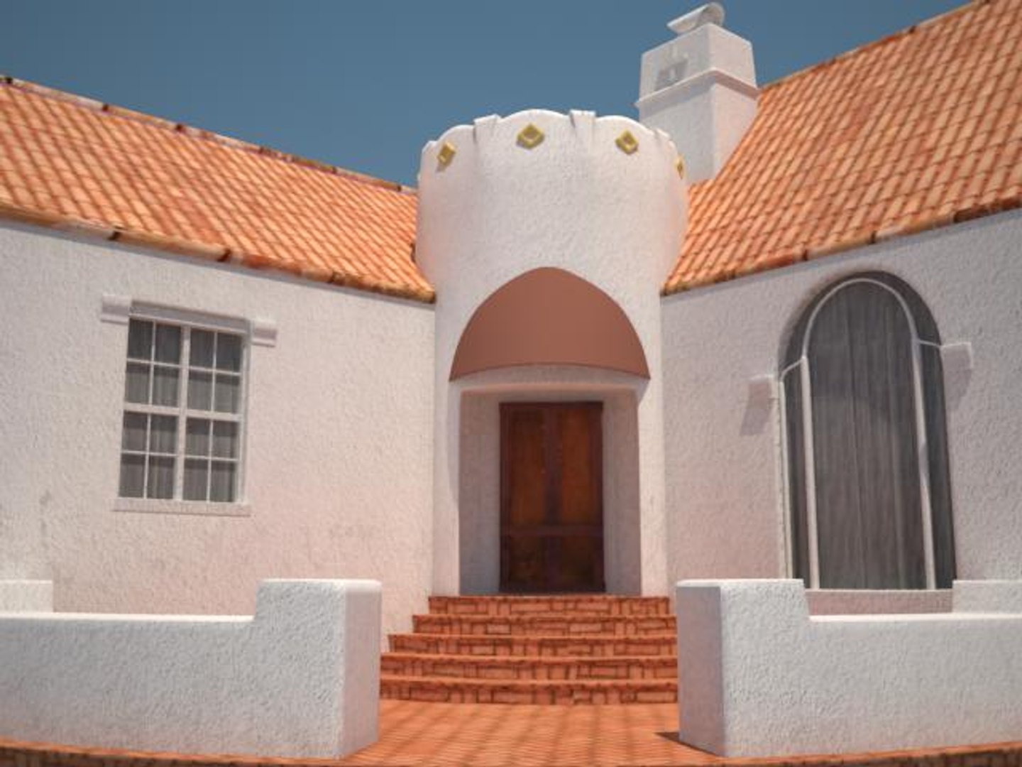 3d Spanish Colonial House