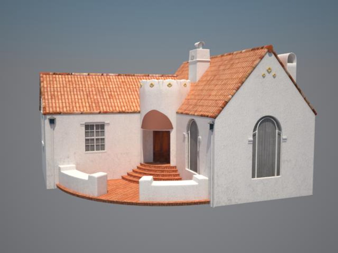 3d Spanish Colonial House