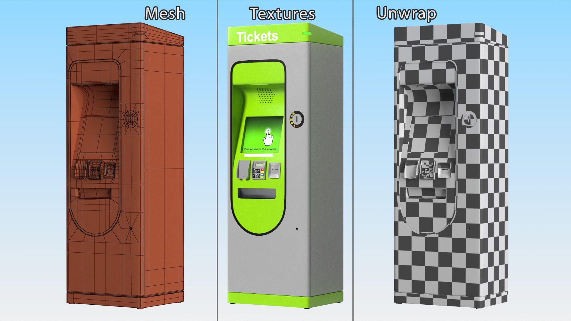 Card Or Cash Ticket Machine Green 3D Model - TurboSquid 2241828