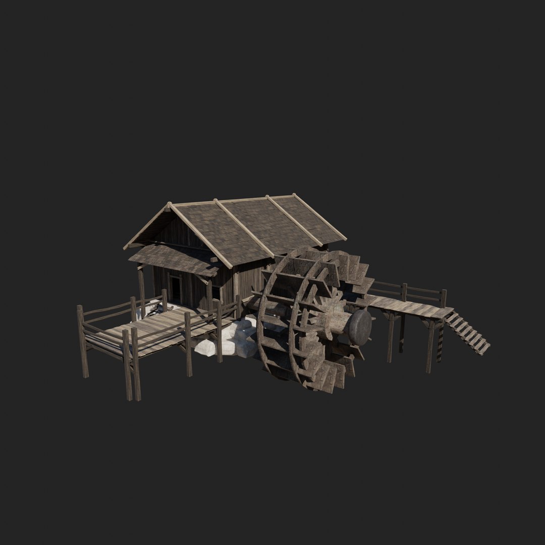 3D MEDIEVAL MILL WINDMILL WATERMILL FANTASY BUILDING COLLECTION Model ...