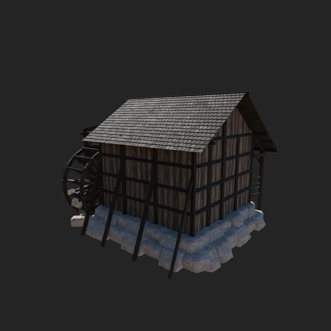 3D MEDIEVAL MILL WINDMILL WATERMILL FANTASY BUILDING COLLECTION Model ...