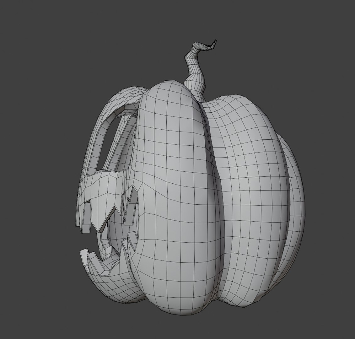 Halloween Pumpkin Low Poly Model With Retopology From Sculpting 3D ...