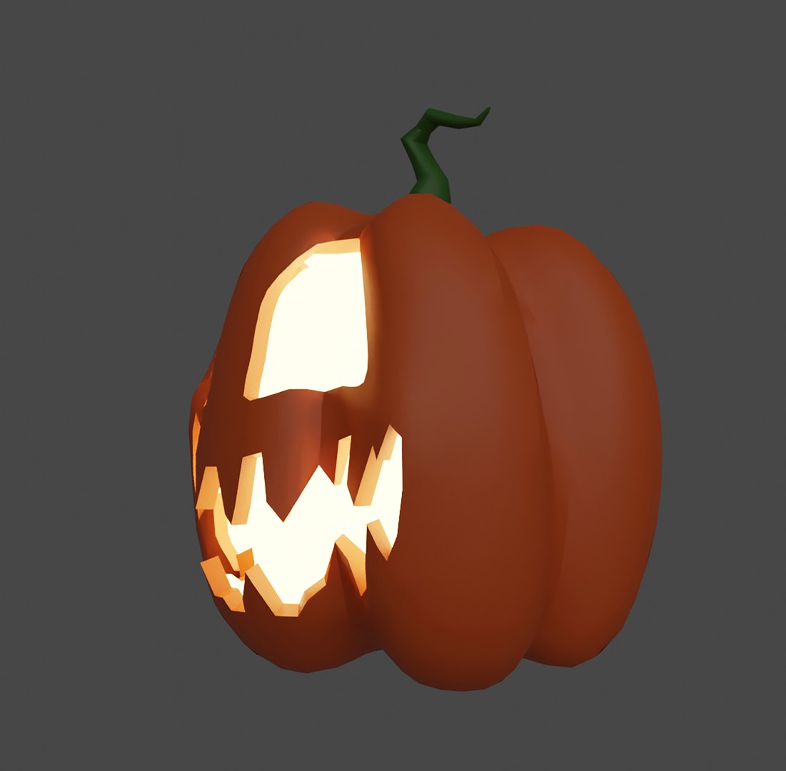 Halloween Pumpkin Low Poly Model With Retopology From Sculpting 3D ...