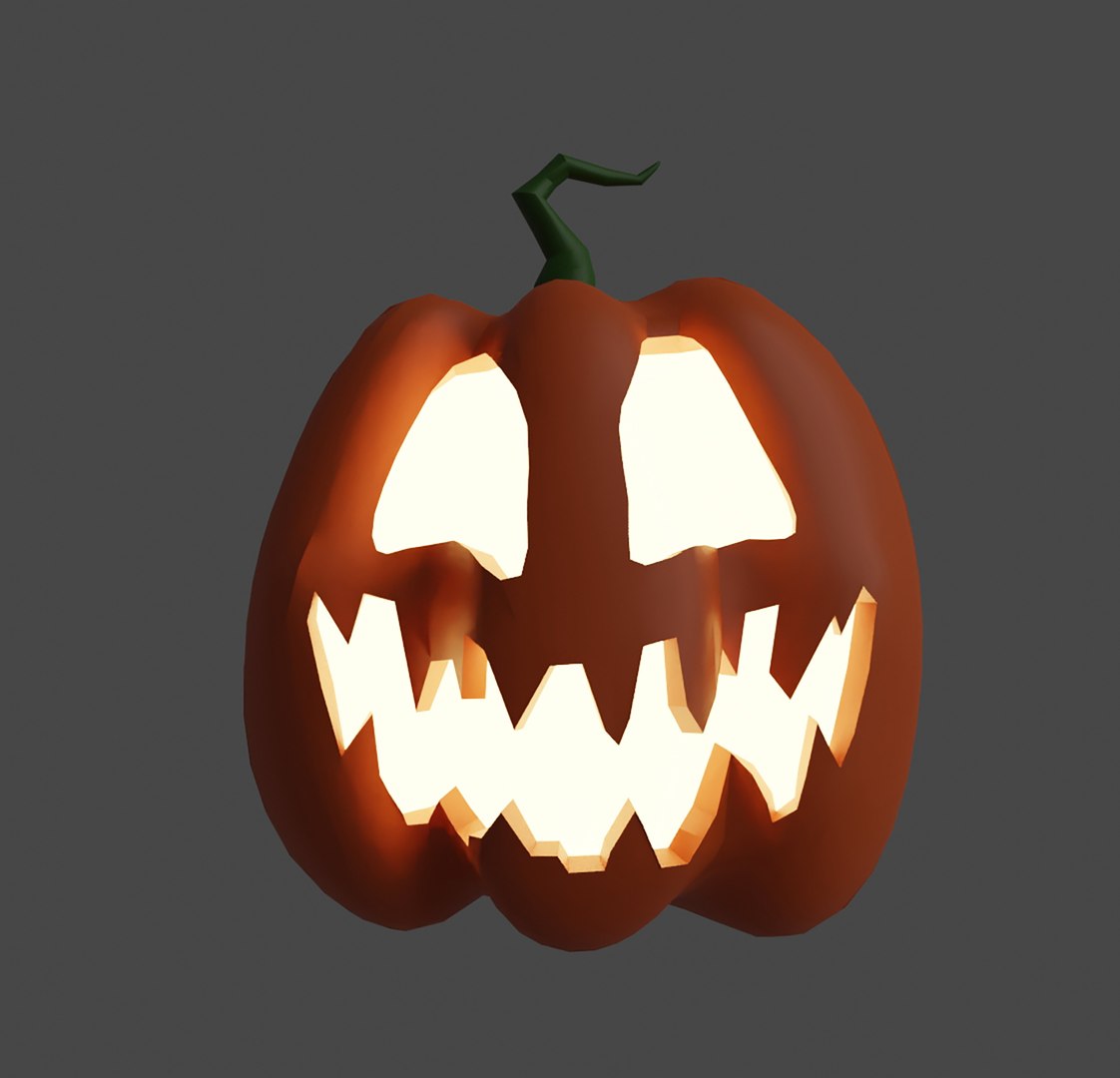 Halloween Pumpkin Low Poly Model With Retopology From Sculpting 3D ...