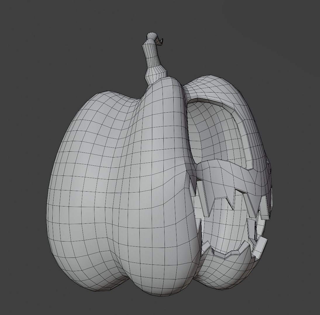 Halloween Pumpkin Low Poly Model With Retopology From Sculpting 3D ...
