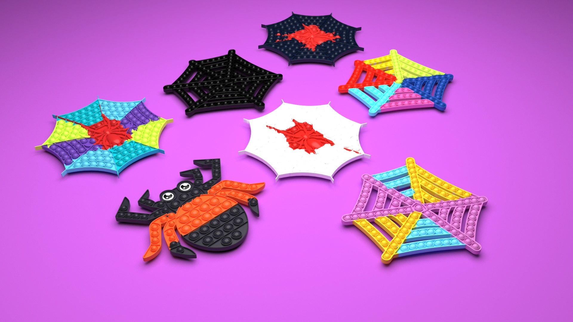 Spider Web Pop It Fidget Toys Set 3D model - TurboSquid 1794968