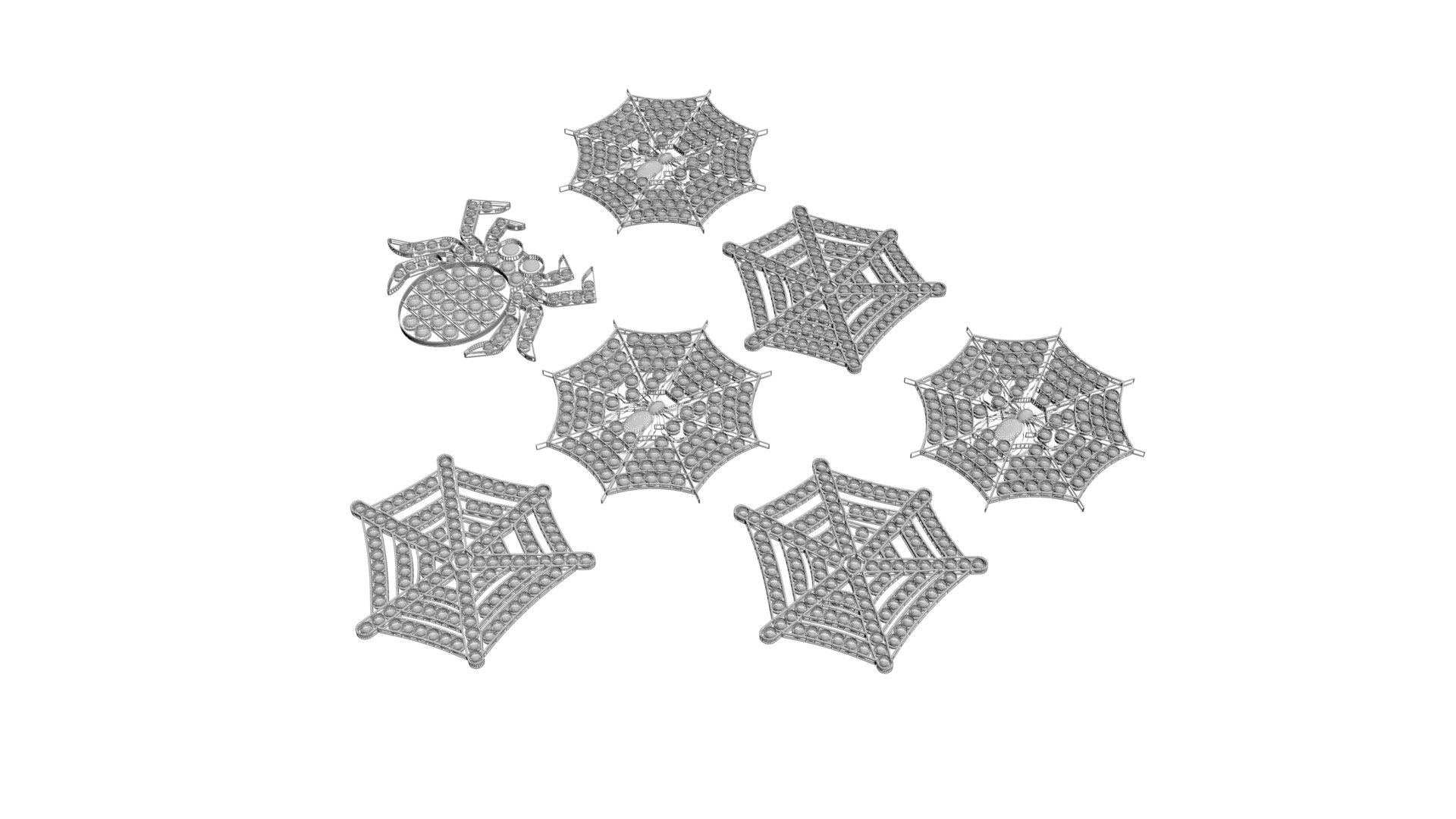 Spider Web Pop It Fidget Toys Set 3D model - TurboSquid 1794968