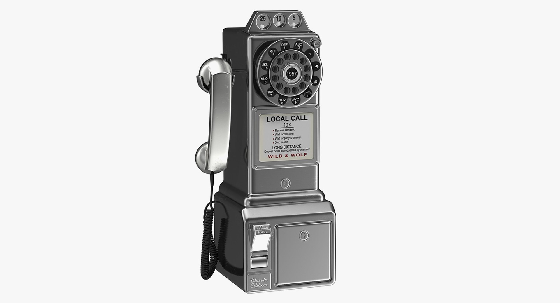 3D steel american diner phone - TurboSquid 1388244