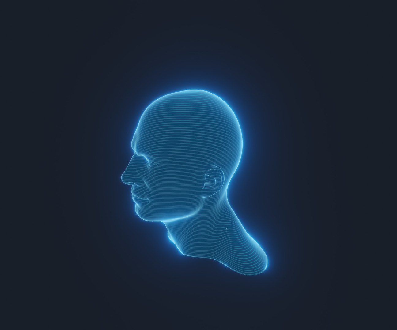 3D Hologram Male Head Animated With Facial Expressions Model ...