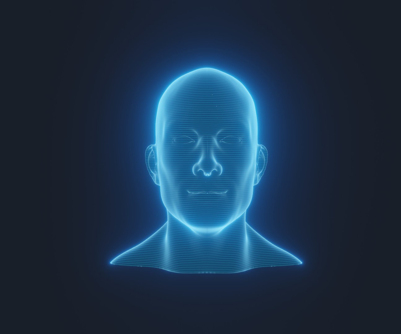 3D Hologram Male Head Animated With Facial Expressions Model ...