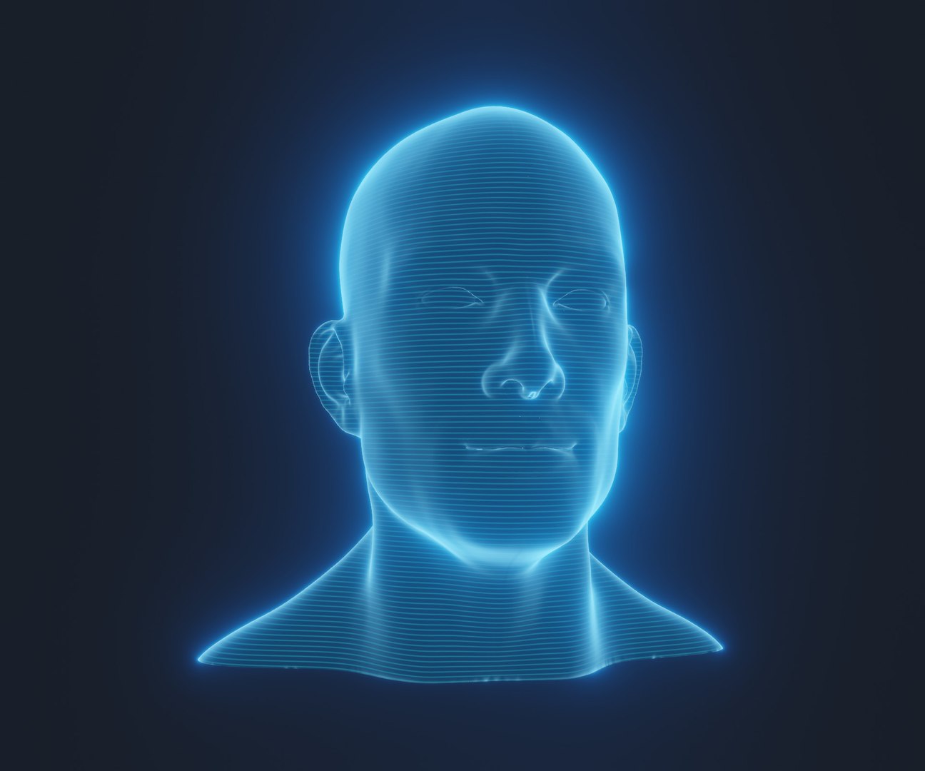 3D Hologram Male Head Animated With Facial Expressions Model ...