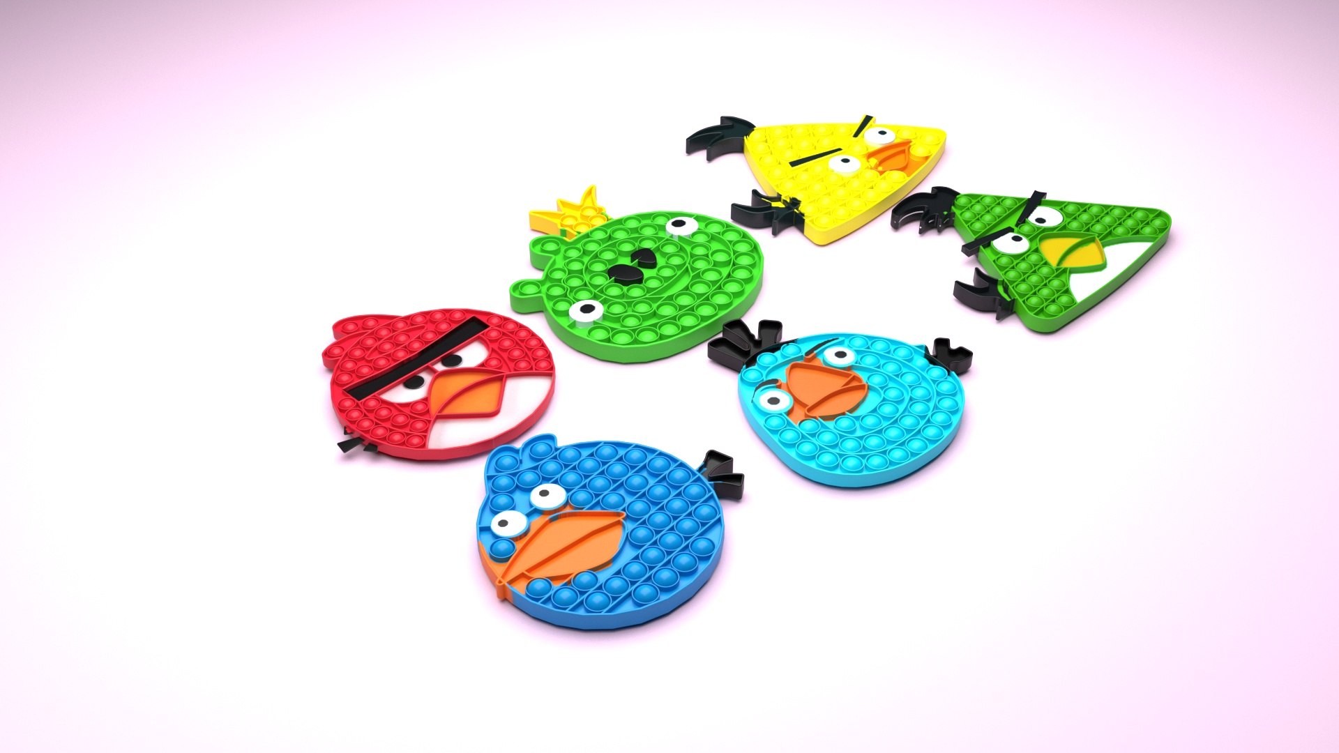 3D Angry Birds Pop It Fidget Toys Set - TurboSquid 1799779