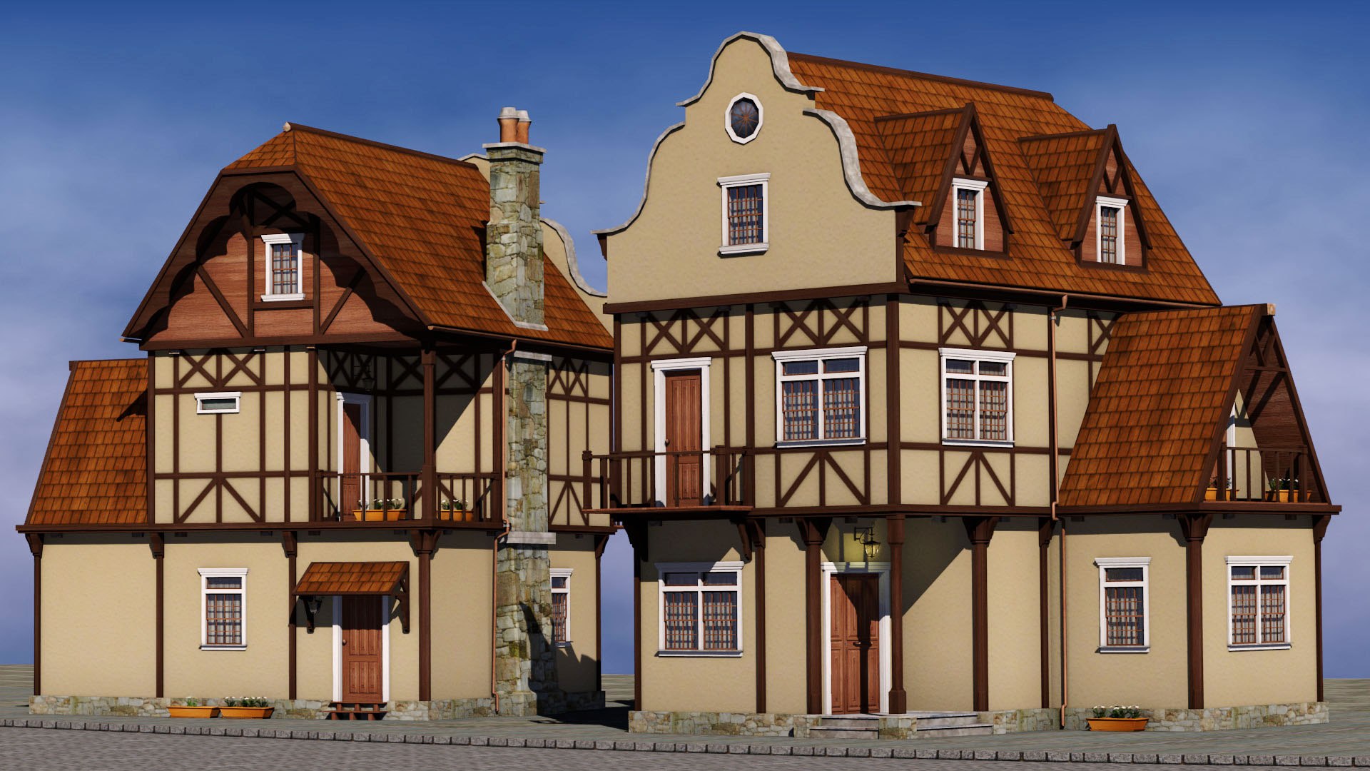 Maya Half Timbered House Wall