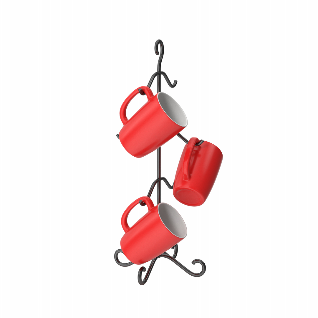 3D Mug Tree Stand With Red Mugs - TurboSquid 2120208