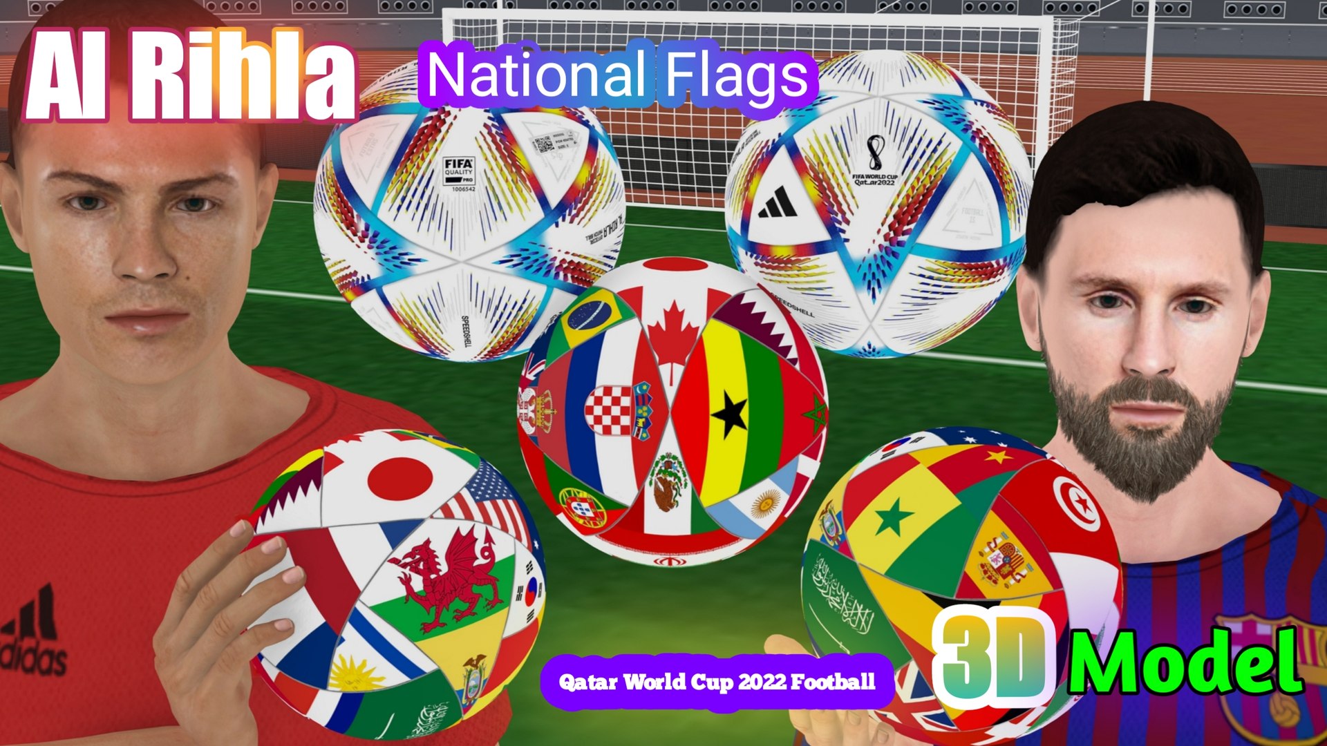 3D модель National Flags Al Rihla Adidas Official Qatar Fifa World Cup Ball 2022 - TurboSquid ...