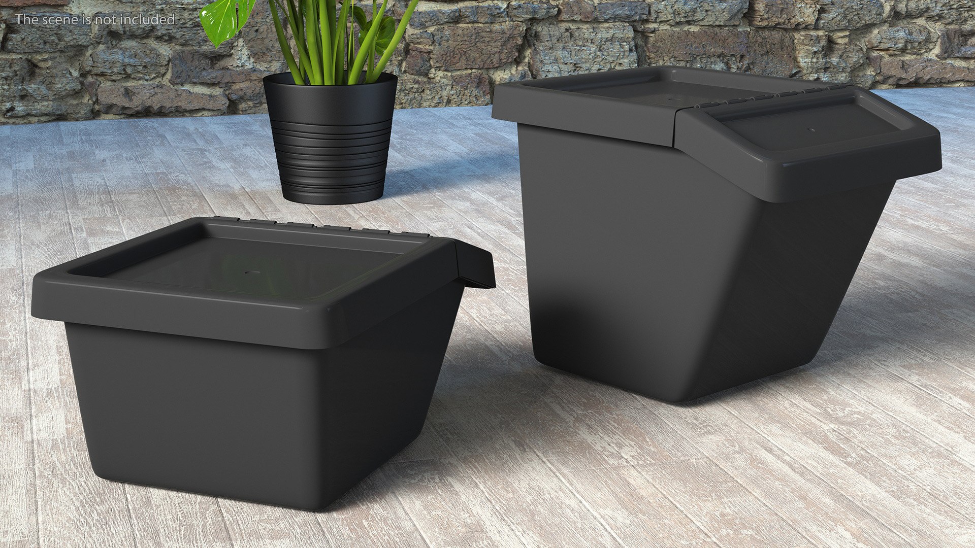 Black Storage Containers With Lid Set Model - TurboSquid 2071148