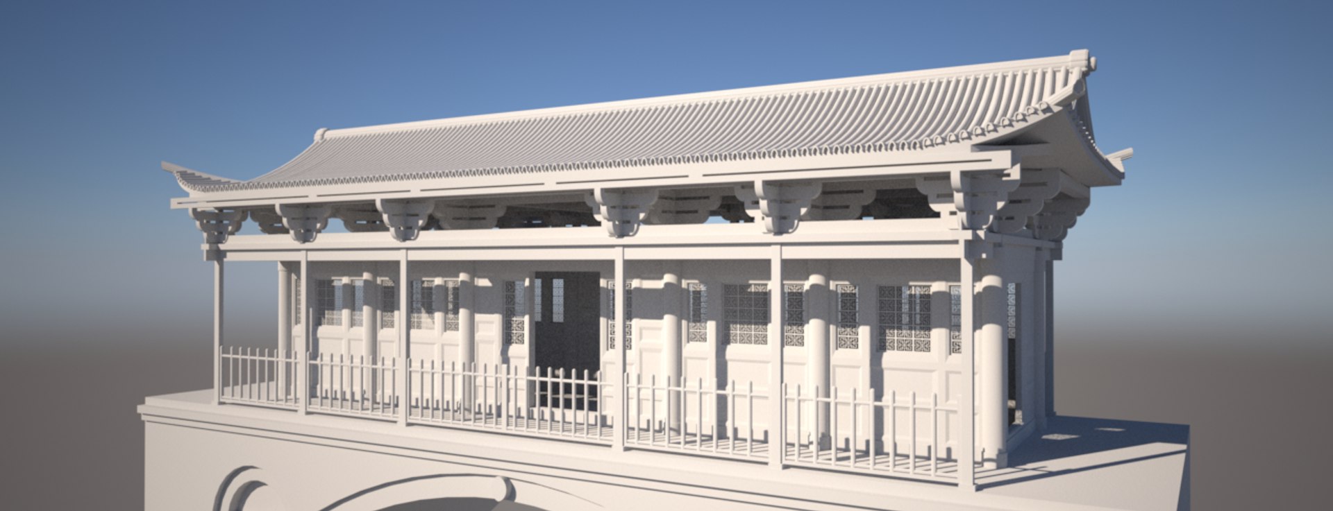 3d Chinese Temple Bridge