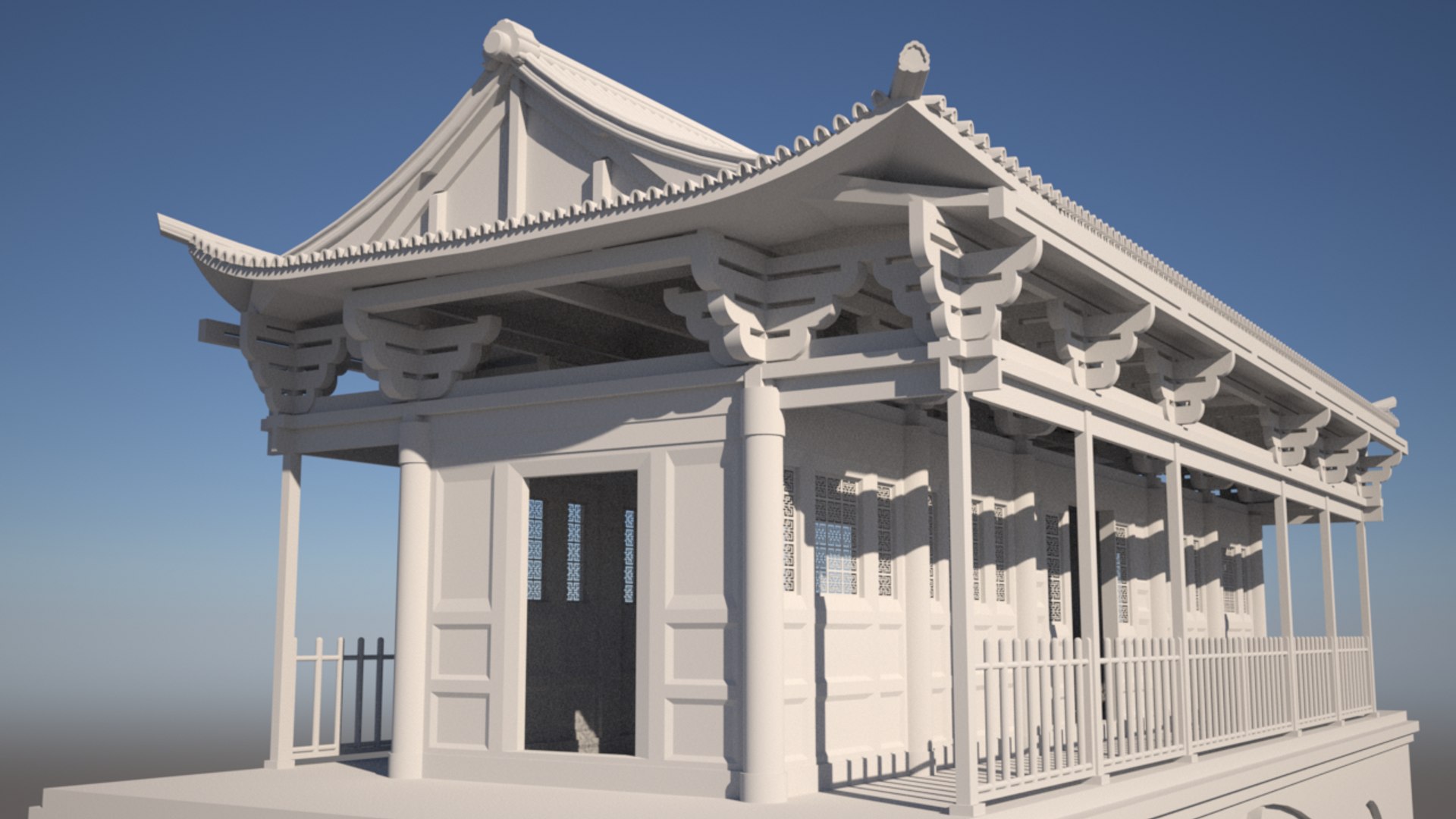 3d Chinese Temple Bridge