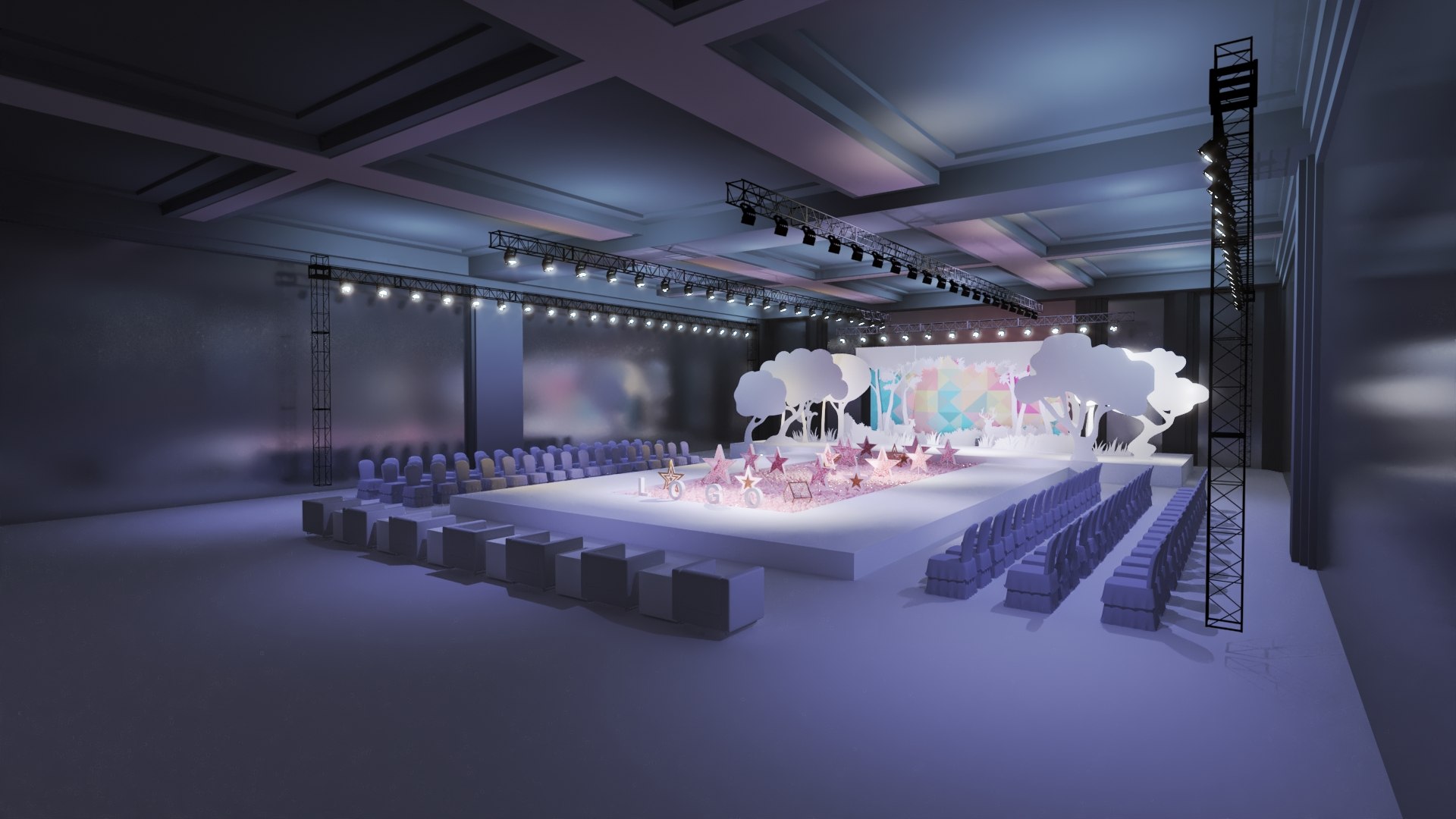 Virtual Stage Truss Meeting Hall Wedding Show Concert V31 Model ...