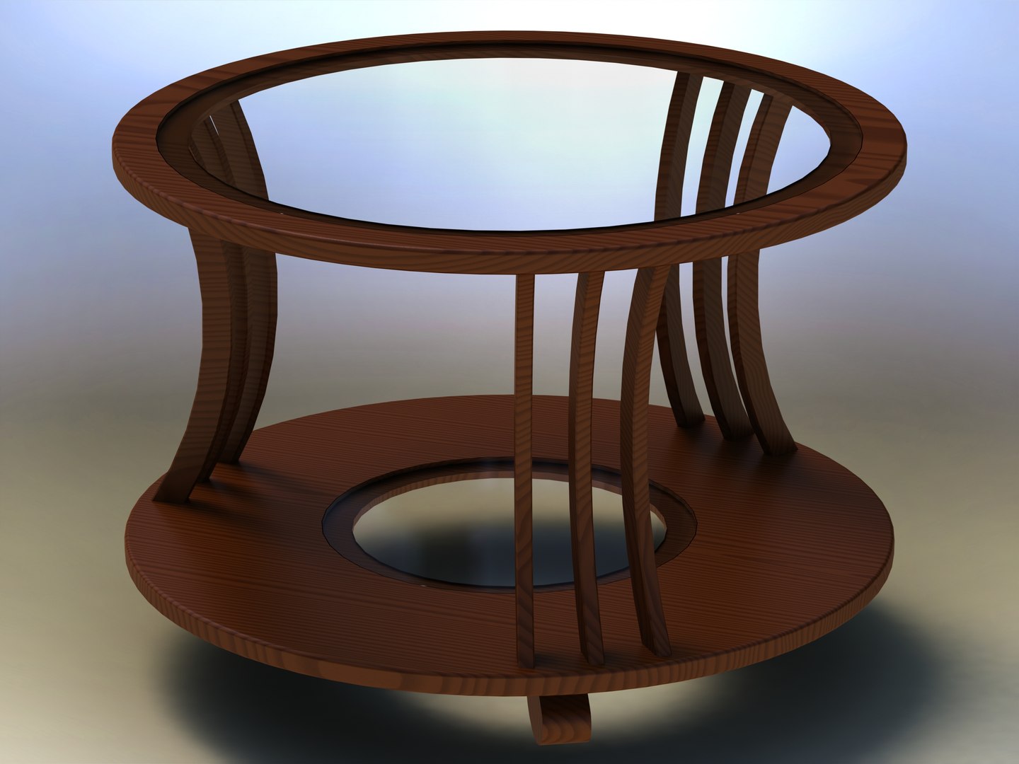 Teak Round Coffee Table With Glass 3D - TurboSquid 2176628