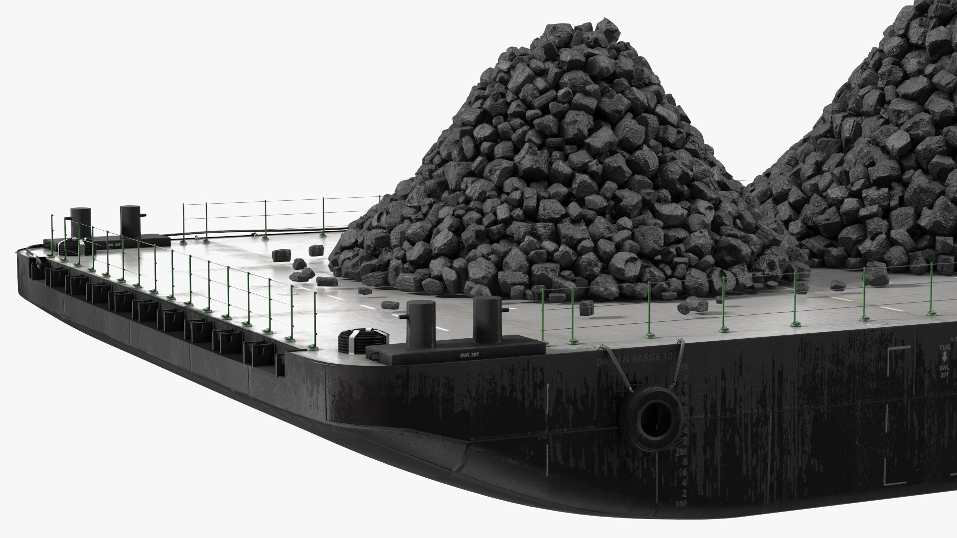 Pontoon Barge Loaded Coal 3D model - TurboSquid 1852994