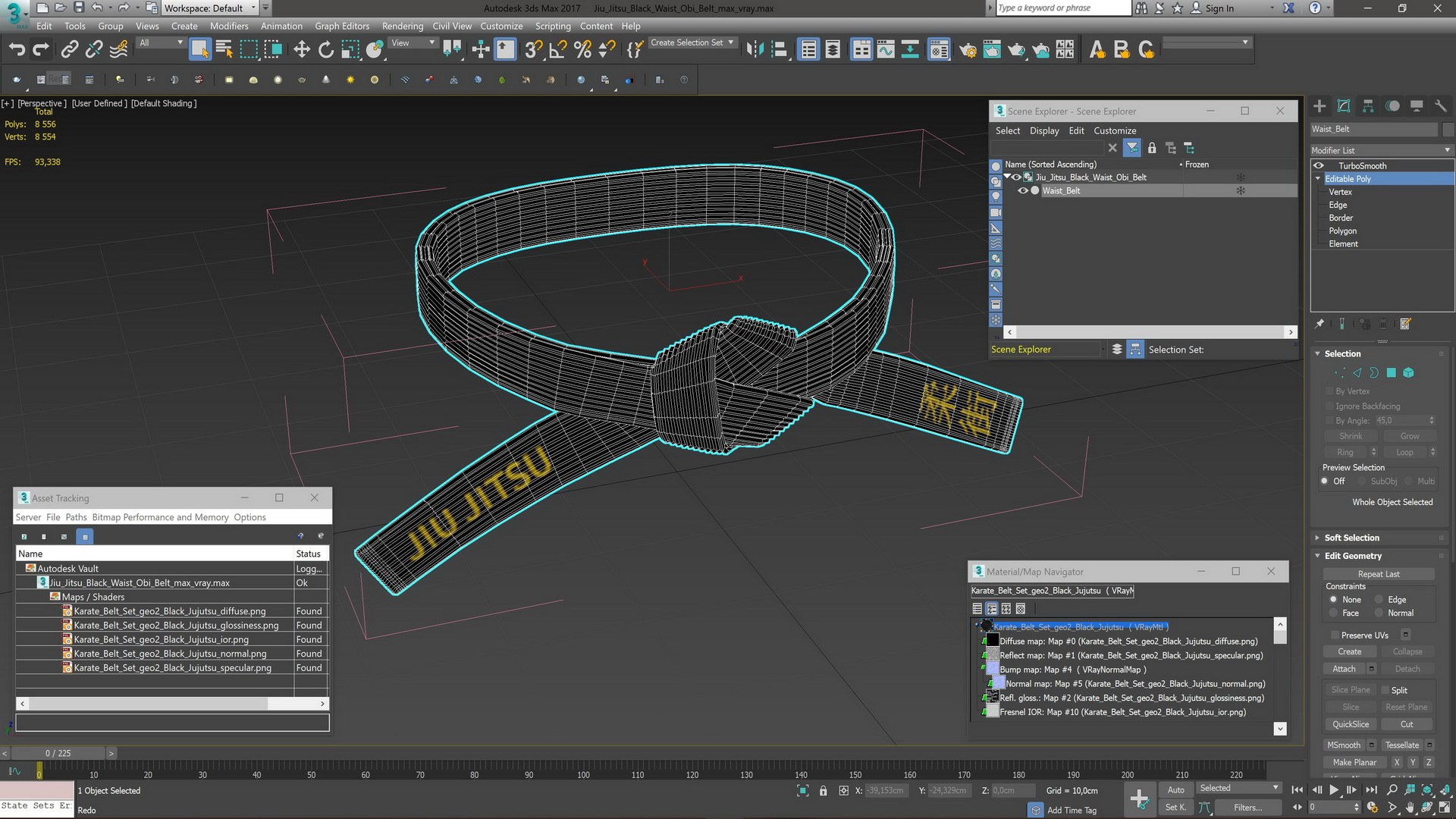 Jiu Jitsu Black Waist Obi Belt 3D Model - TurboSquid 2133696