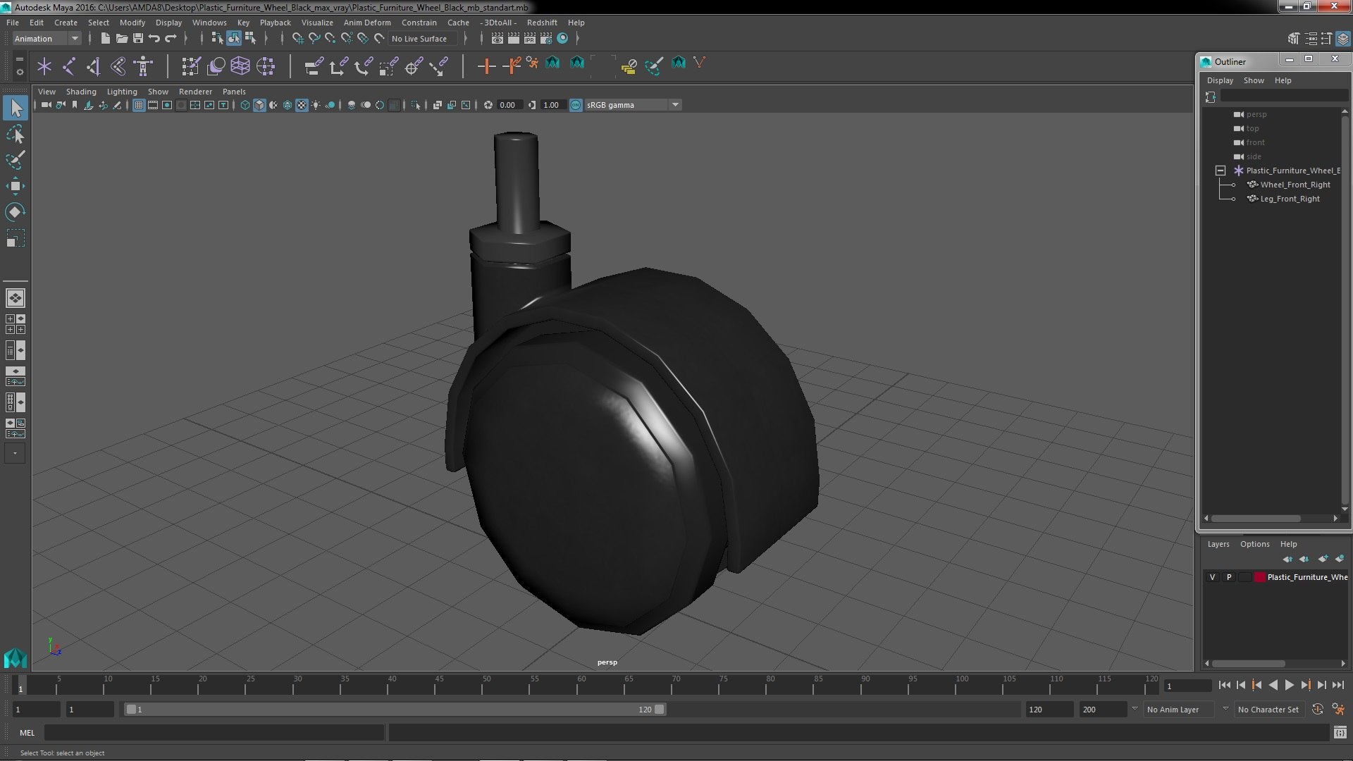 Plastic Furniture Wheel Black 3D model - TurboSquid 2158751