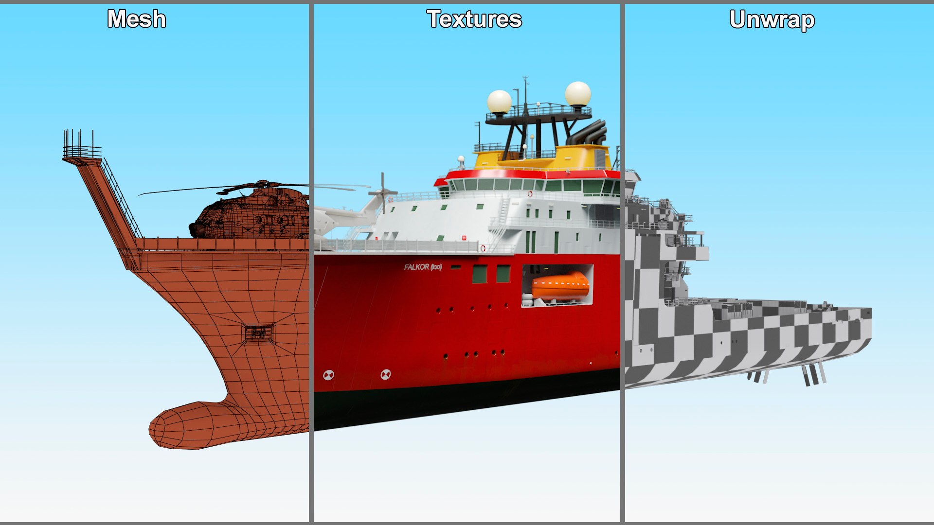 3D Falkor Too Research Vessel With Transport Helicopter - TurboSquid ...