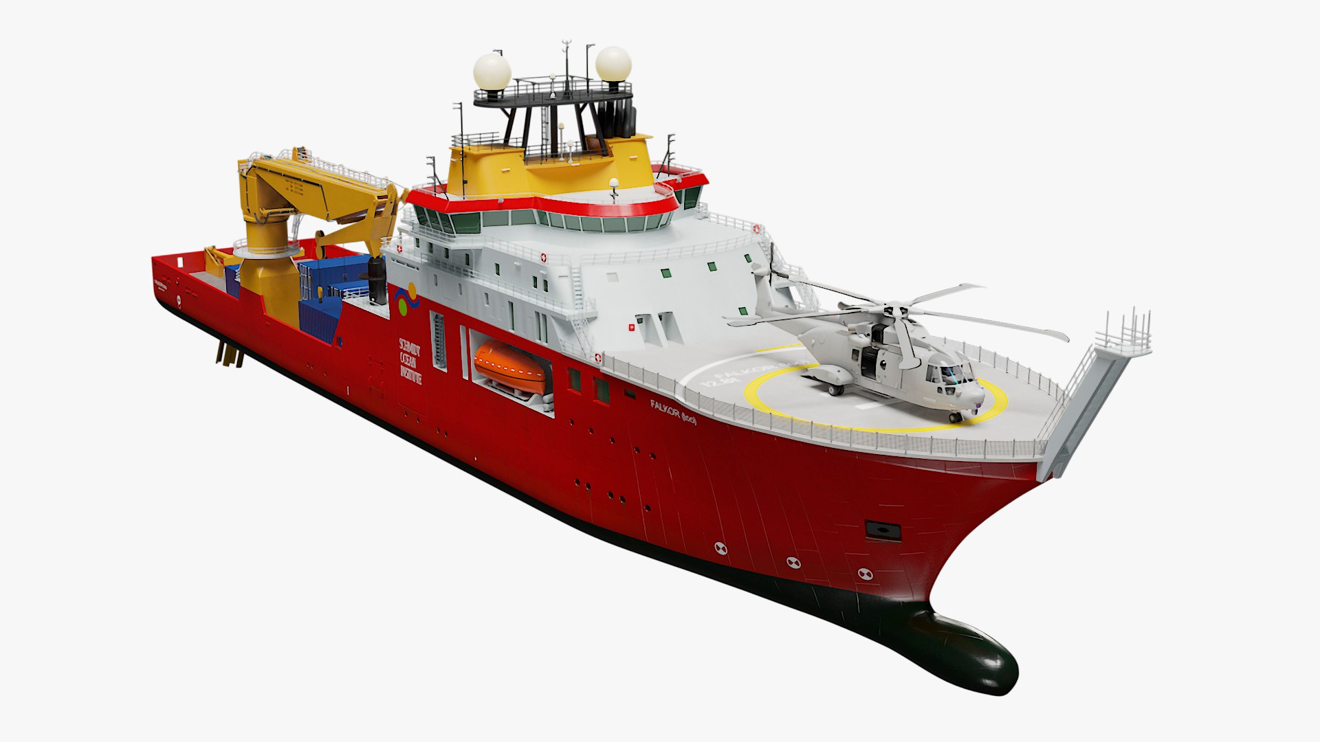 3D Falkor Too Research Vessel With Transport Helicopter - TurboSquid ...