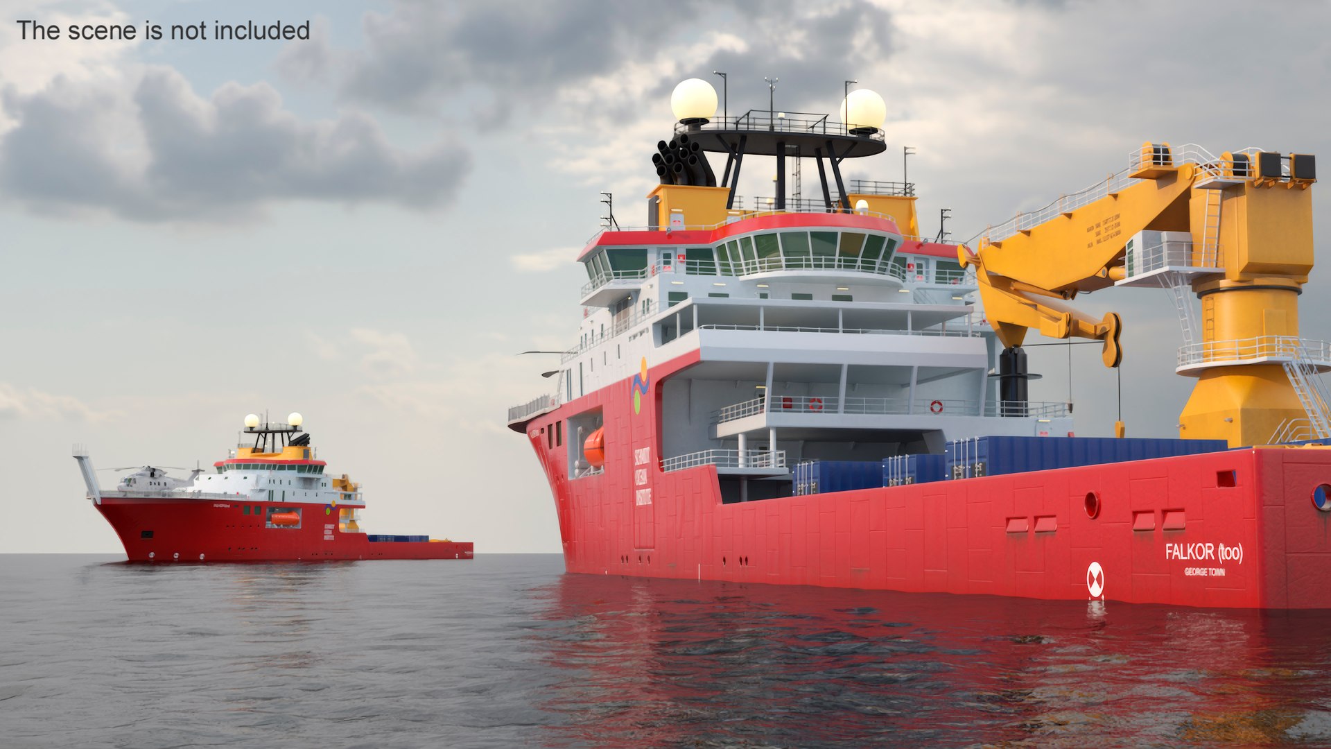 3D Falkor Too Research Vessel With Transport Helicopter - TurboSquid ...