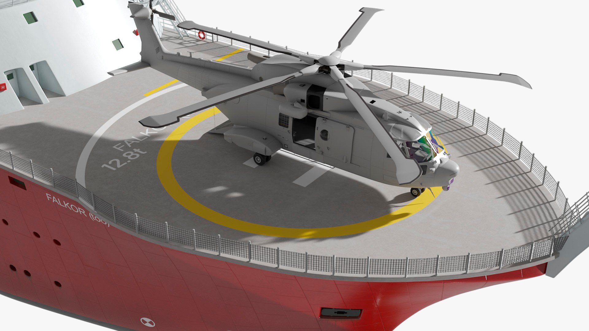 3D Falkor Too Research Vessel With Transport Helicopter - TurboSquid ...