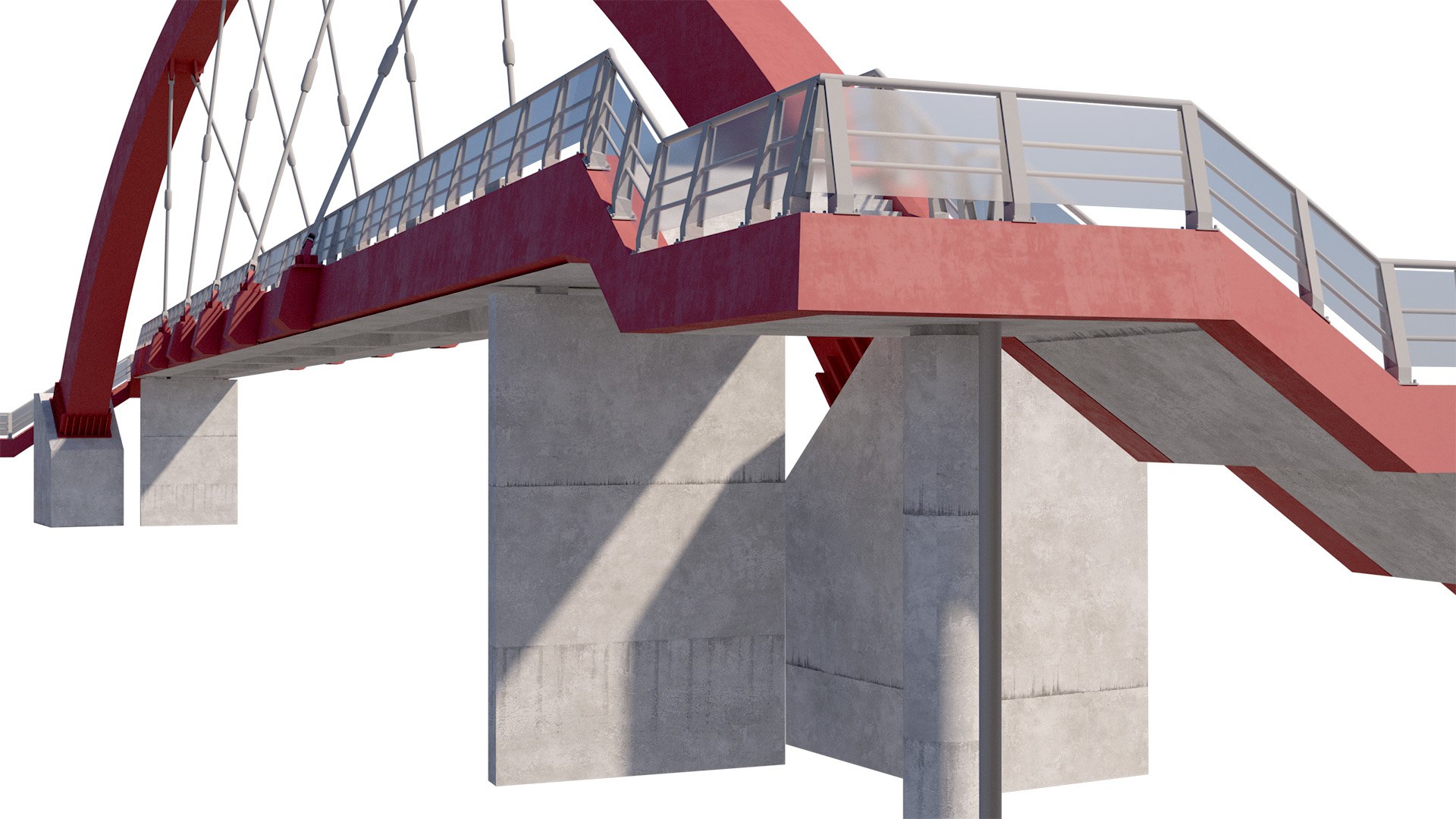 Bridge-04 Cable-stayed Pedestrian Bridge Supported By An Arch Structure ...