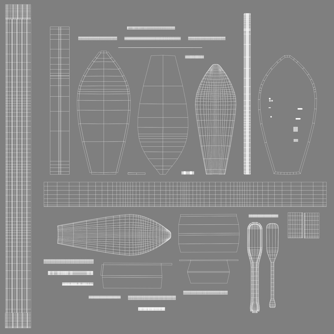 3D A Wood Boat With Paddle And Rope Model - TurboSquid 2171363