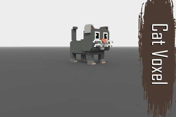 modelo 3d Voxel Cat low-poly - TurboSquid 1239147
