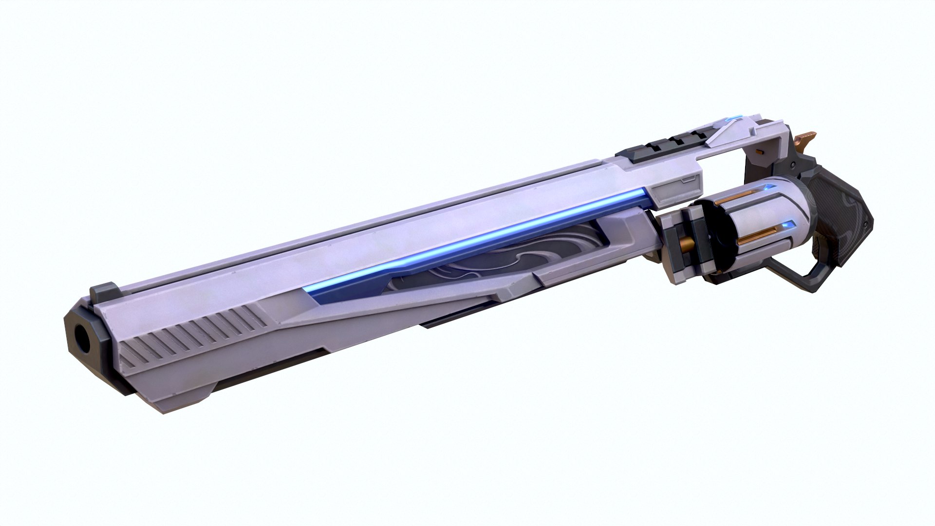 3D White Stylized Revolver - TurboSquid 2055511