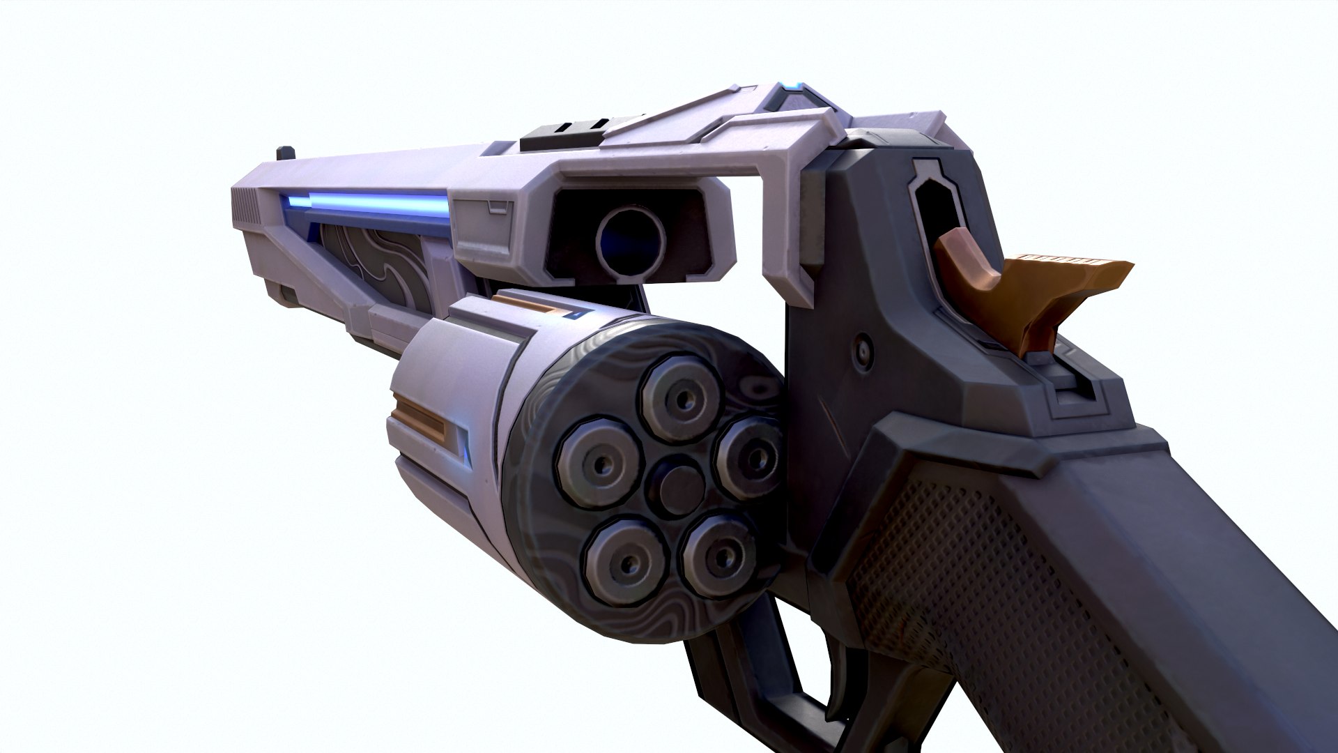 3D White Stylized Revolver - TurboSquid 2055511