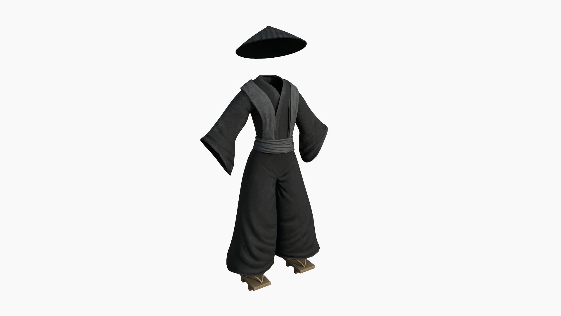 3D Samurai Old Outfit A10 Full Black - Character Clothing Design model ...