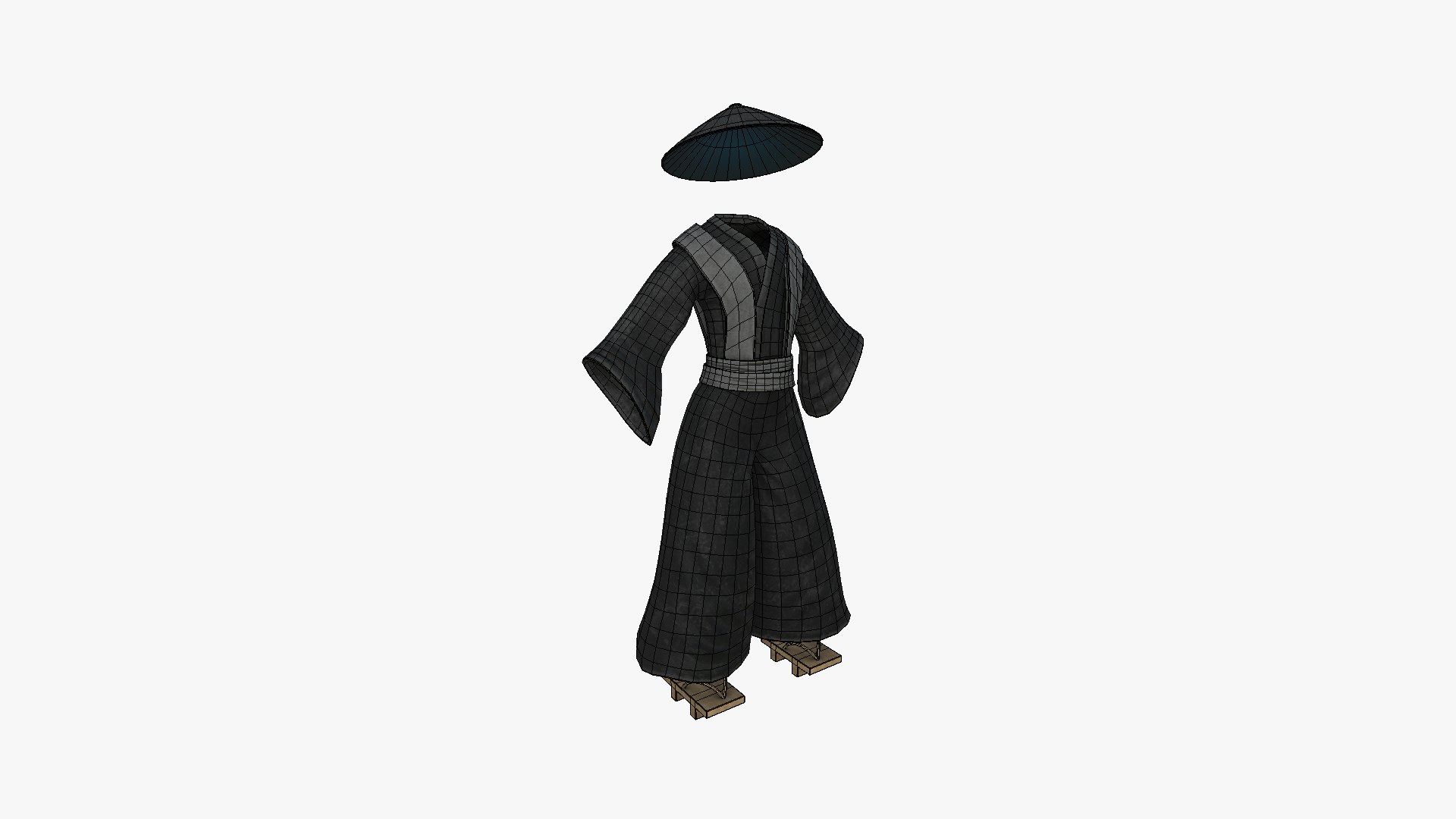 3D Samurai Old Outfit A10 Full Black - Character Clothing Design model ...