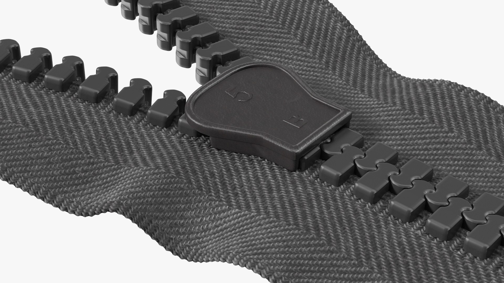 One Sided Plastic Zipper Opened Black 3D - TurboSquid 1793871