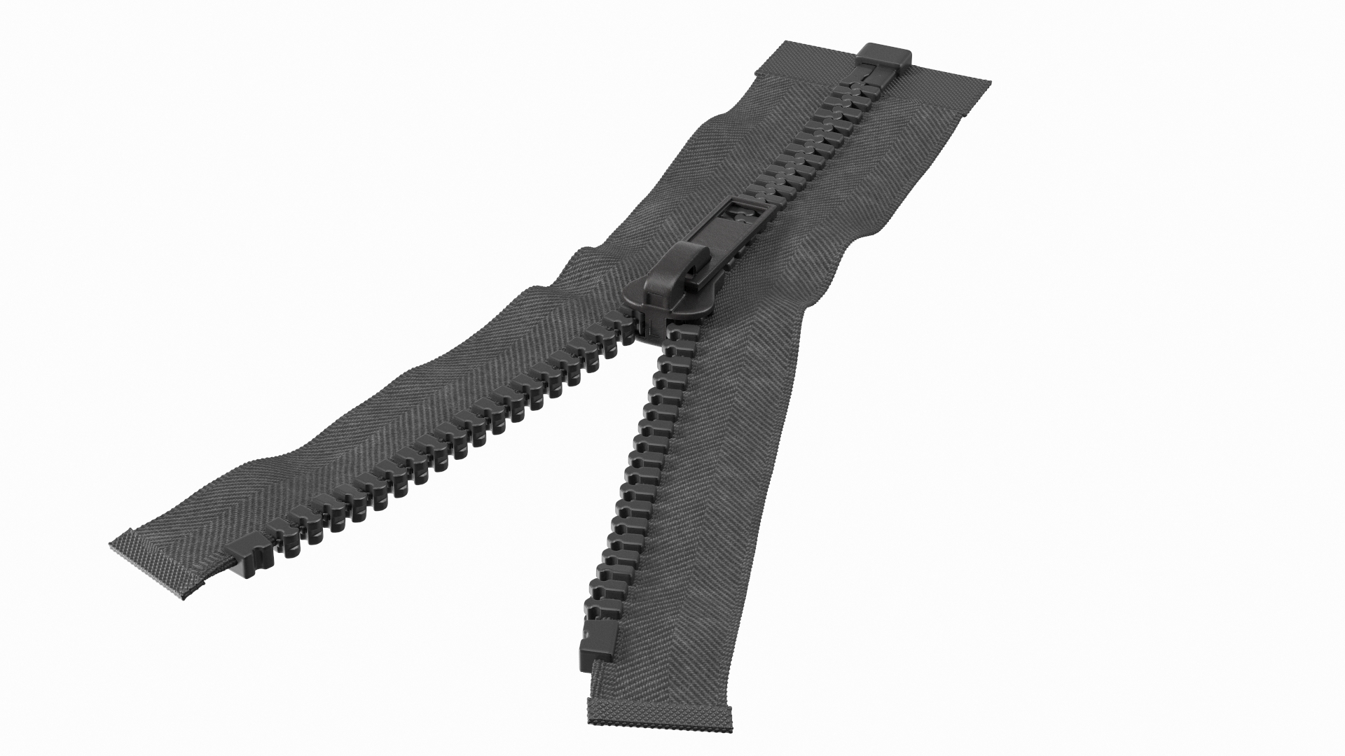 One Sided Plastic Zipper Opened Black 3D - TurboSquid 1793871