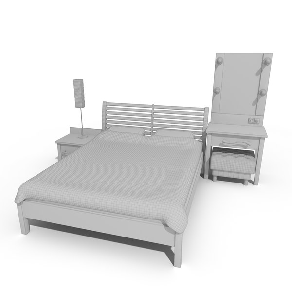 3d model bedroom bed nightstand make