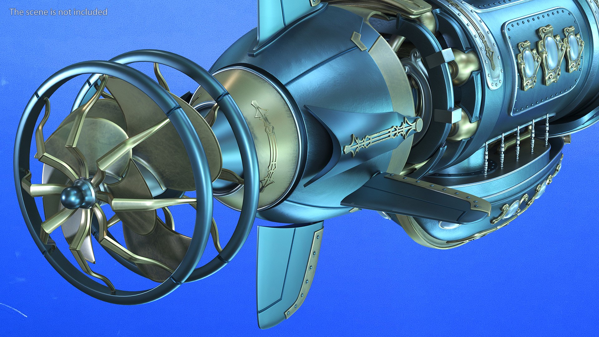 Steampunk Submarine Blue Rigged 3D - TurboSquid 2220682