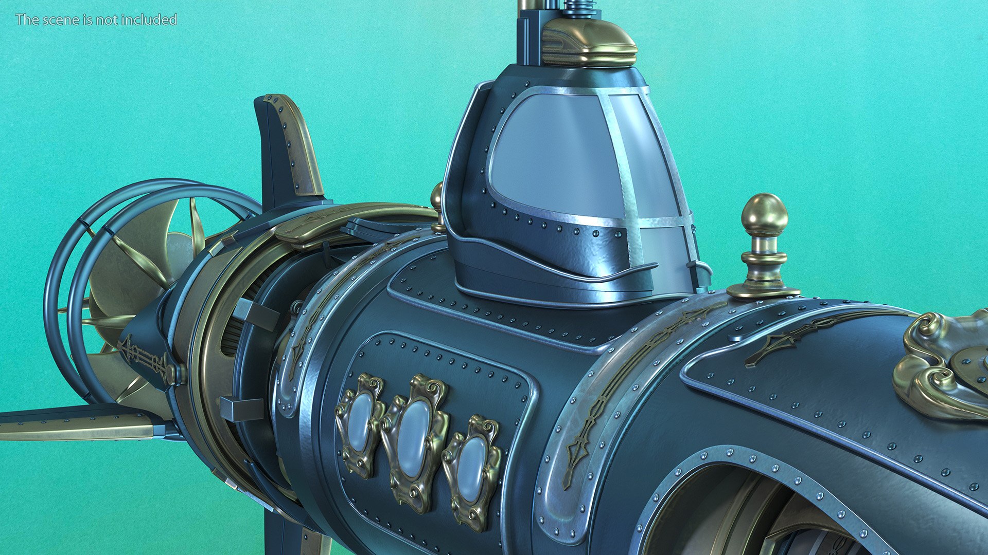 Steampunk Submarine Blue Rigged 3D - TurboSquid 2220682