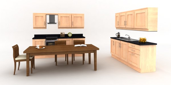 fitted kitchen dining table 3ds