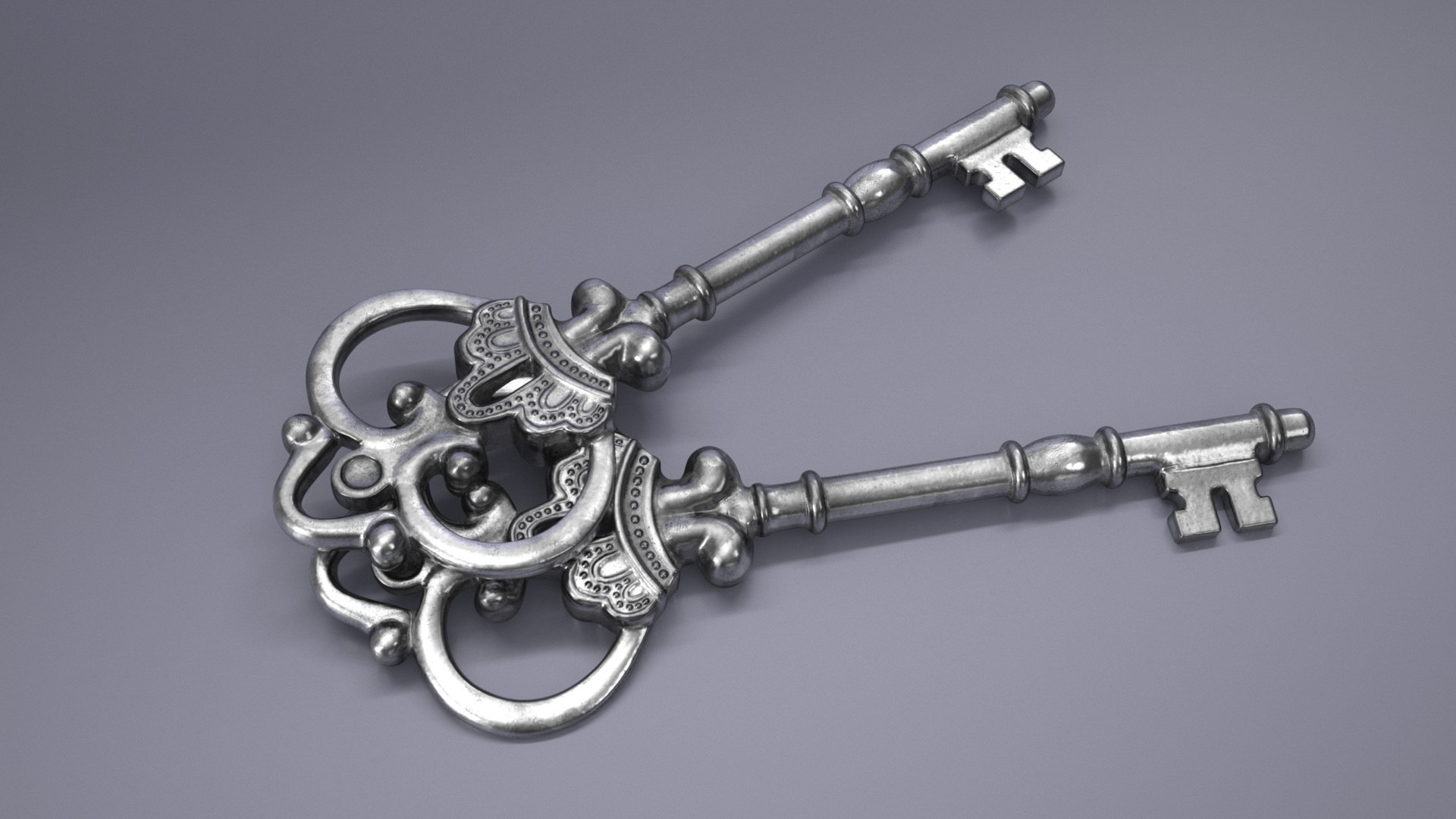 3D Decorative Skeleton Key Silver - TurboSquid 2246320