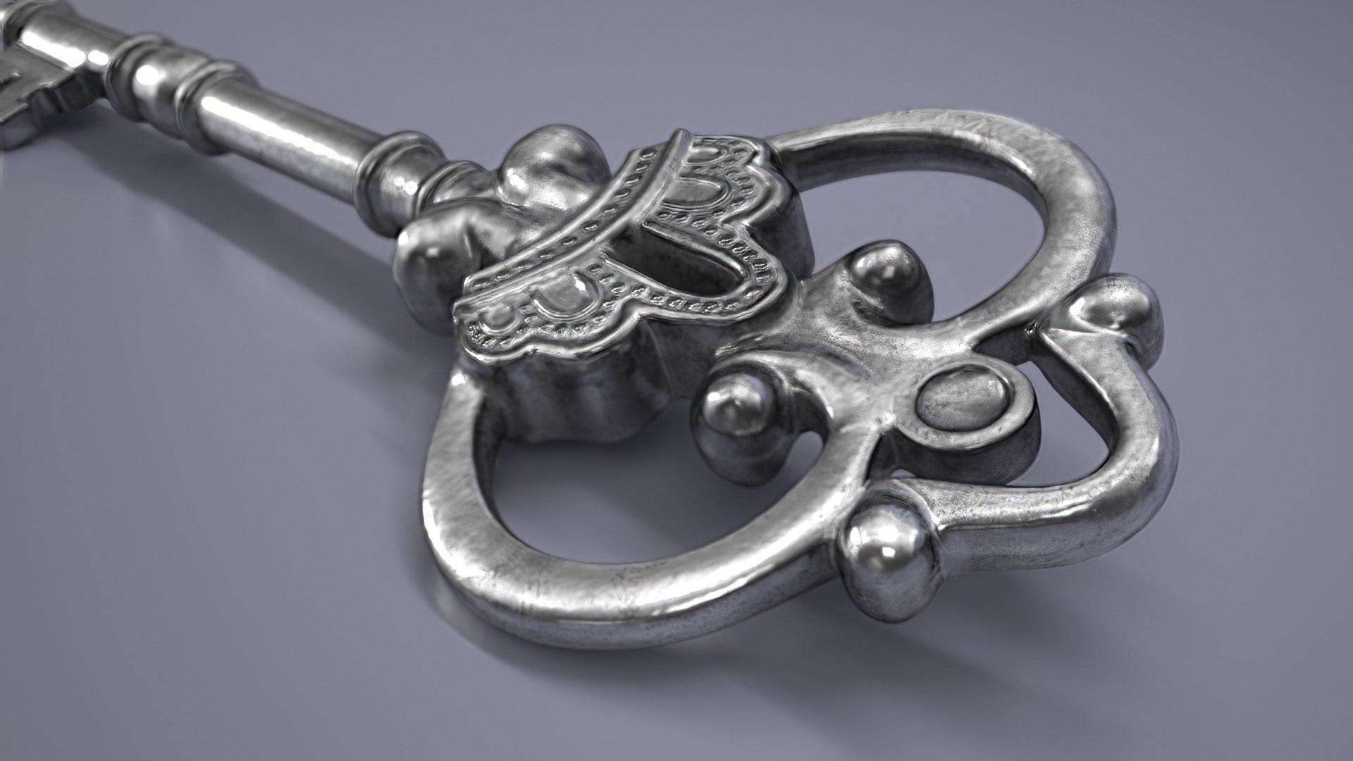 3D Decorative Skeleton Key Silver - TurboSquid 2246320